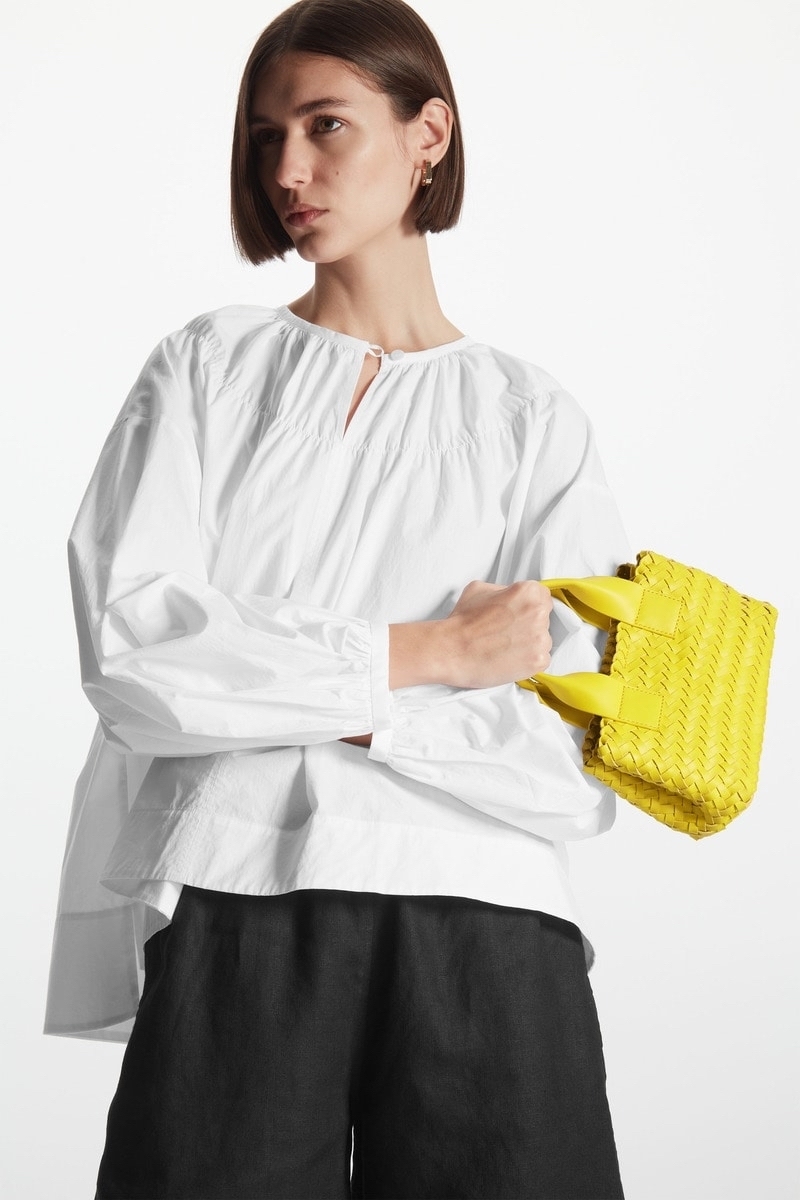 코스 미니 블레이드 레더 백 토트백 옐로우 COS MINI BRAIDED LEATHER BAG | Croket